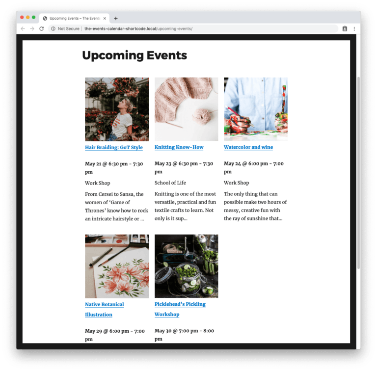 A Complete List of The Events Calendar Shortcodes