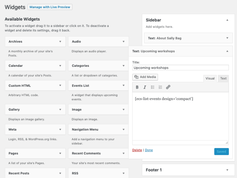 Wordpress Events Calendar Shortcode Not Working